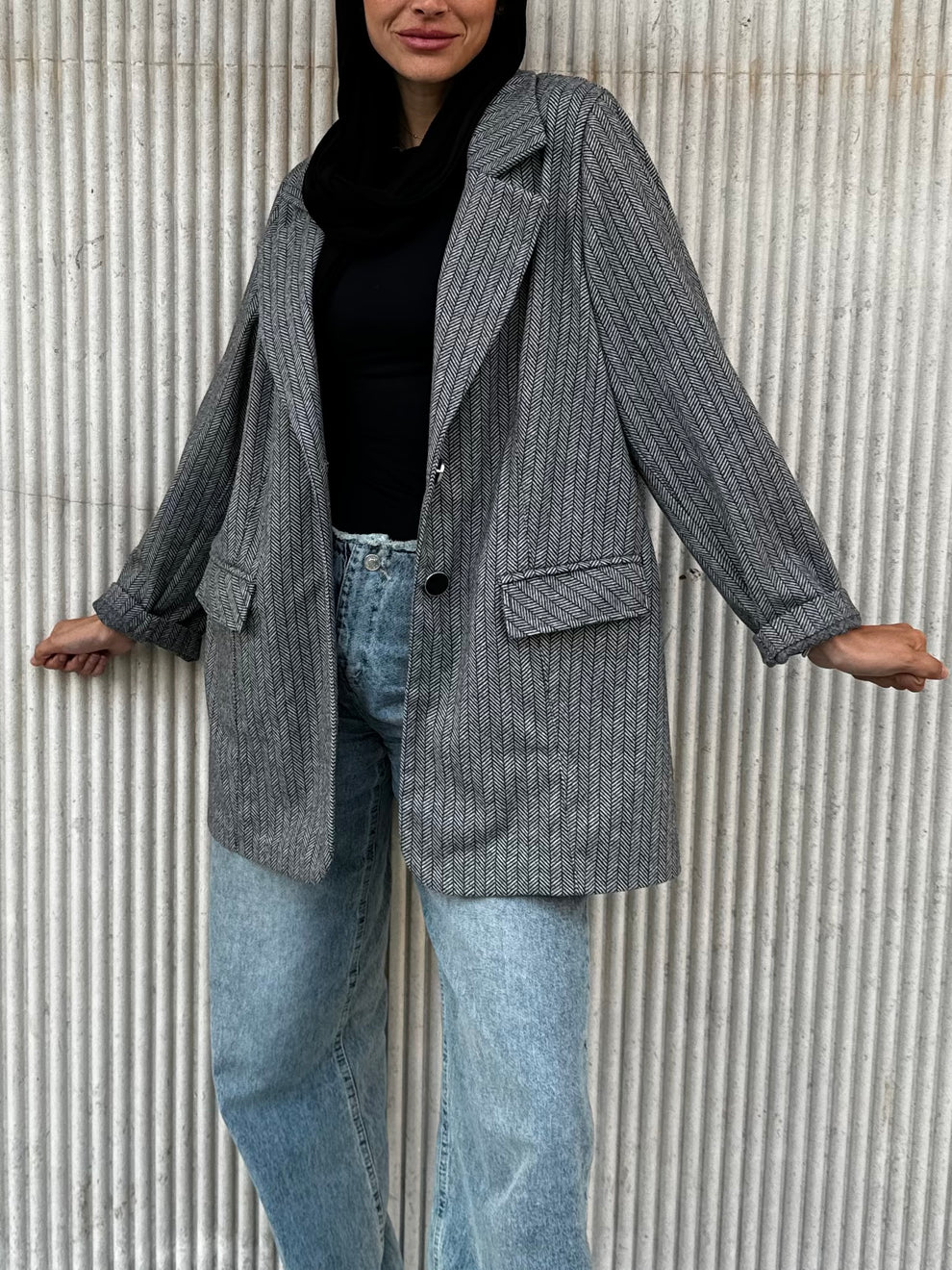 Utility blazer in grey – Maison Taj